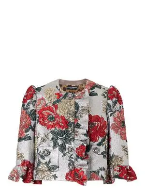Dolce & Gabbana Floral-embroidered Jacquard-lamé Jacket - Multi