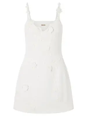 Cult Gaia Flora Appliquéd Ribbed-knit Mini Dress - Neutrals