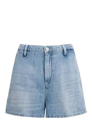 7 For All Mankind Mid-rise Cotton-linen Shorts - Blue