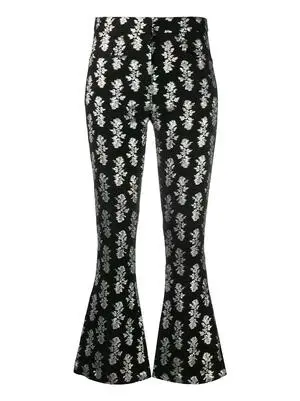 16Arlington Metallic Print Flared Trousers - Black