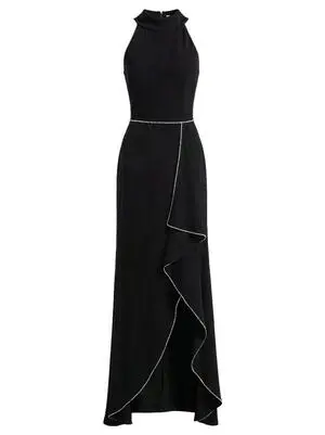 GEMY MAALOUF Beaded-shoulders Asymmetric Dress - Black