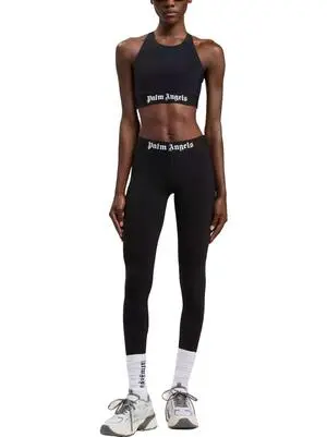 Palm Angels Logo Waistband Leggings - Black
