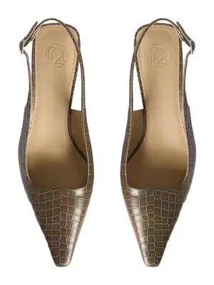 12 STOREEZ Leather Slingback Pumps - Grey