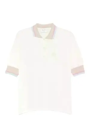 MVP WARDROBE Embroidered Striped Polo Shirt - Neutrals