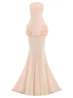 GEMY MAALOUF Strapless Mermaid-style Maxi Dress With Floral Detail - Pink