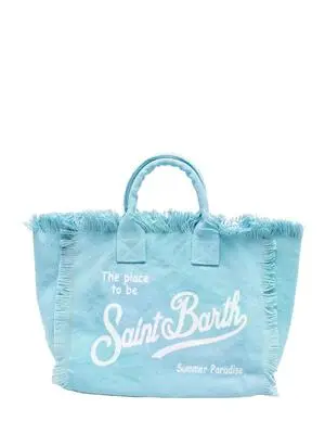MC2 SAINT BARTH MC2 Saint Barth Colette Tote Bag With Fringe Trim Blue