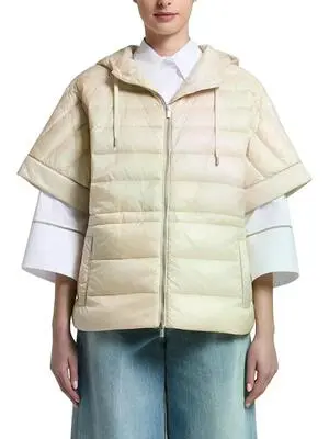 Peserico Zip-up Puffer Jacket With Drawstring Hood - Neutrals