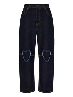 MOSCHINO Moschino Heart Cut-Out Frayed Jeans