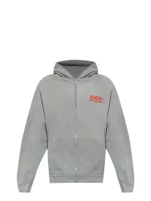 WILLY CHAVARRIA Logo-embroidered Zip-up Hoodie - Grey