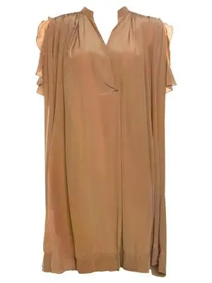 Chloé Ruffled Silk Dress - Brown