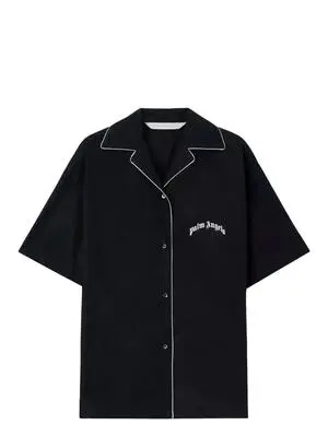 Palm Angels Curved Logo Bowling Shirt - Black