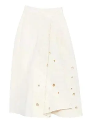 GENTRYPORTOFINO Appliqué Midi Skirt - Neutrals