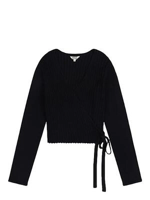 OMNES Soleil Knitted Wrap Top - Black