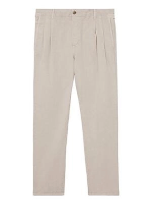 REISS Pablo Cotton And Linen-blend Trousers - Stone