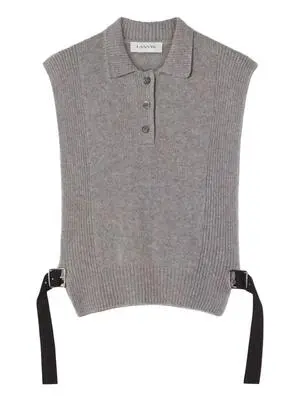 LANVIN Ribbed-trim Sleeveless Sweater - Grey