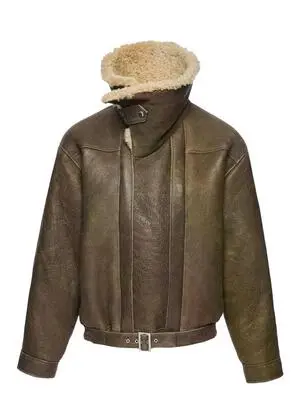Magda Butrym Shearling Belted Jacket - Brown