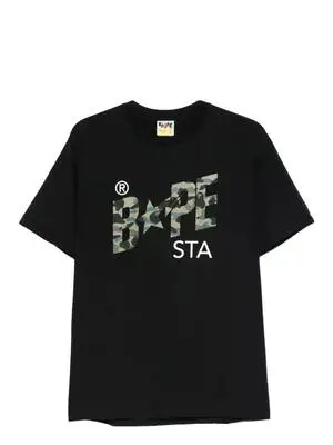 A BATHING APE Camouflage Logo T-shirt - Black
