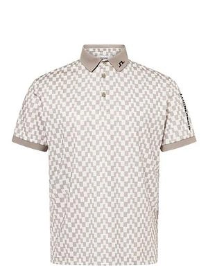 J. Lindeberg Tour Tech-print Woven Polo Shirt - Bridge Stack Brindle