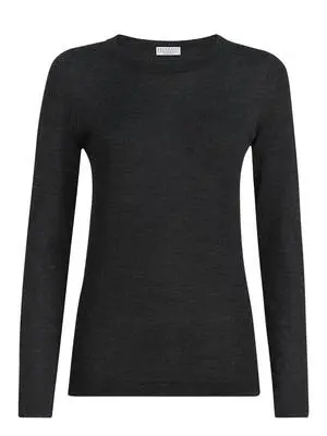 Brunello Cucinelli Cashmere-silk Crew Neck Sweater - Black