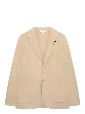 LARDINI Single-breasted Ribbed Jacket - Neutrals