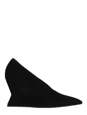 Balmain Suede Wedge Pumps - Black