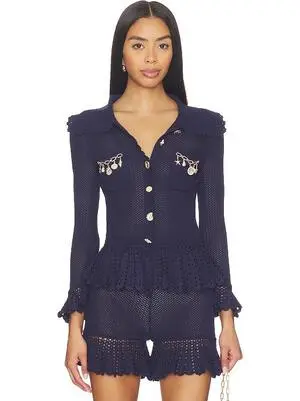 SELF-PORTRAIT Self-embellished Knit Cardigan - Navy