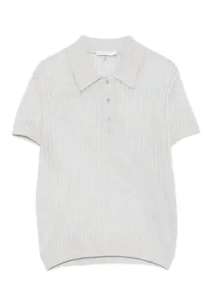 Patrizia Pepe Knitted Polo Shirt With Button Fastening - Grey