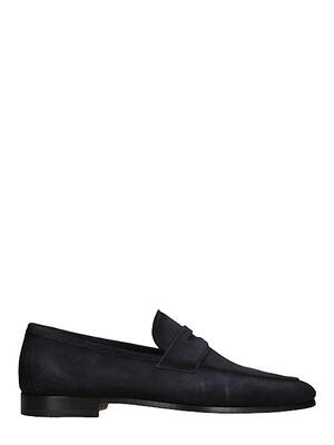 Magnanni Suede Penny Loafers - Navy
