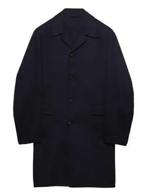 Prada Single-breasted Wool And Silk Coat - Navy