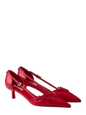 Prada Open-side Leather Pumps With Buckle Detail - Red