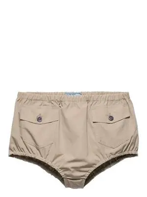 Prada Poplin Shorts With Flapped Pockets - Limestone
