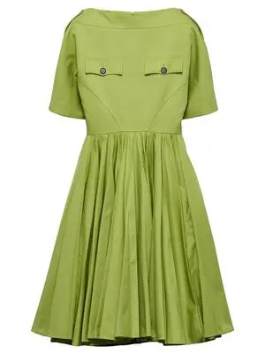 Prada Fit And Flare Boat Neck Dress - Fern Green