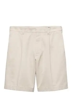 Prada Cotton Bermuda Shorts With Distressed Finish - Limestone