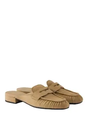 Prada Suede Mules - Ecru