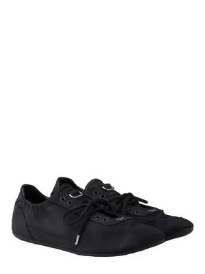 Prada Prada Canvas Lace-Up Sneakers With Vintage Finish Black