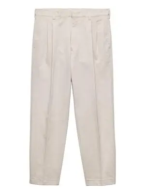 Prada Prada Cotton Wide-Leg Trousers With Vintage Finish Limestone
