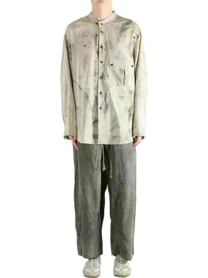 ZIGGY CHEN Abstract-print Cotton Shirt - Neutrals