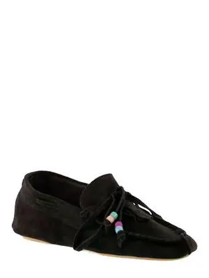 ANNIEL Fringed Suede Loafers - Brown