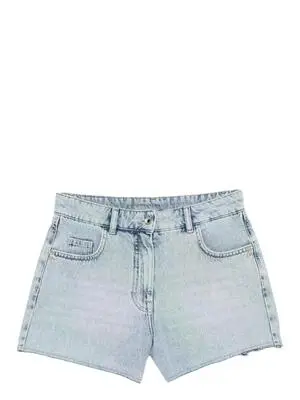Patrizia Pepe Denim Shorts With Frayed Hem - Blue