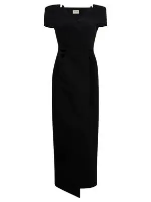 Khaite Gene Asymmetric Crepe Gown - Black