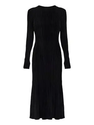 AMI Paris Ribbed-knit Midi Dress - Black