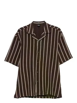 BOSS Striped Ribbed-knit Shirt - Brown