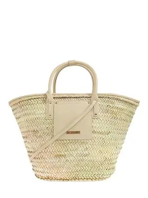 Jacquemus Soli Woven-raffia Leather-trim Tote Bag - Neutrals