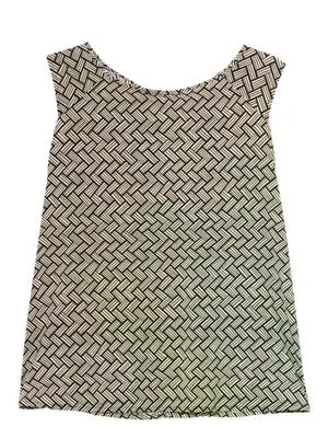 SIYU Geometric Pattern Sleeveless Blouse - Neutrals