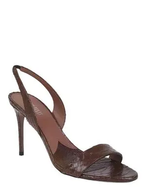 Paris Texas Crocodile-effect Slingback Sandals - Brown