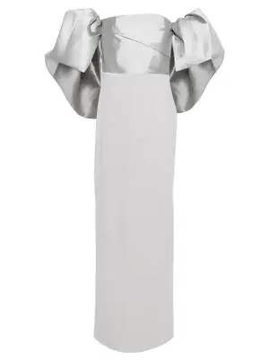 Solace London Floris Draped Maxi Dress With Puff Sleeves - Grey
