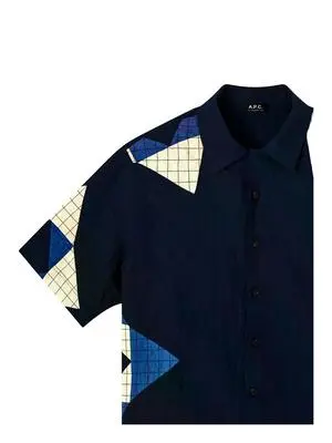 A.p.c. Patchwork Grid-pattern Shirt - Blue