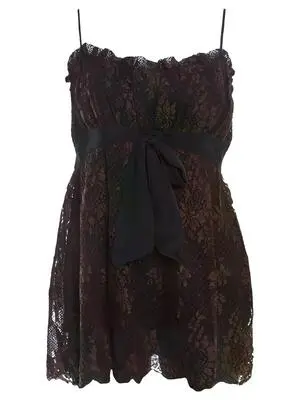 Escada Sleeveless Lace Top With Bow Detail - Brown
