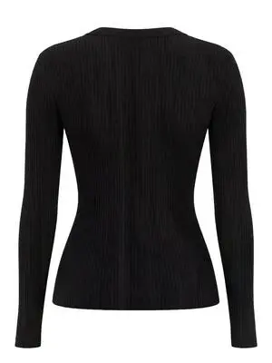 Guess Button-detail Ribbed-knit Sweater - Black