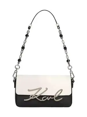 Karl Lagerfeld K/signature Bead Embellished Shoulder Bag - Black
